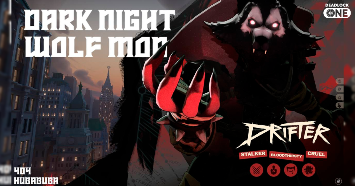 Мод для Deadlock: Dark Night Wolf Drifter Skin (Скин для Дрифтера) | deadlock.one